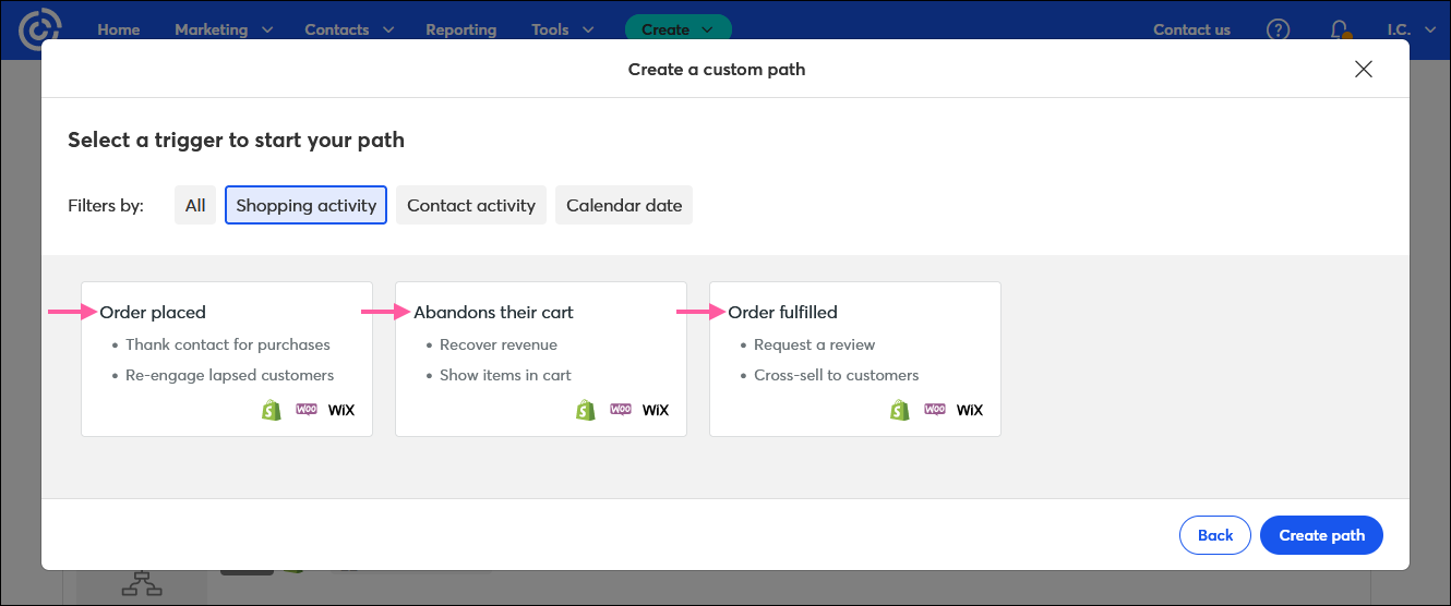 Understanding triggers in the Automation Path Builder