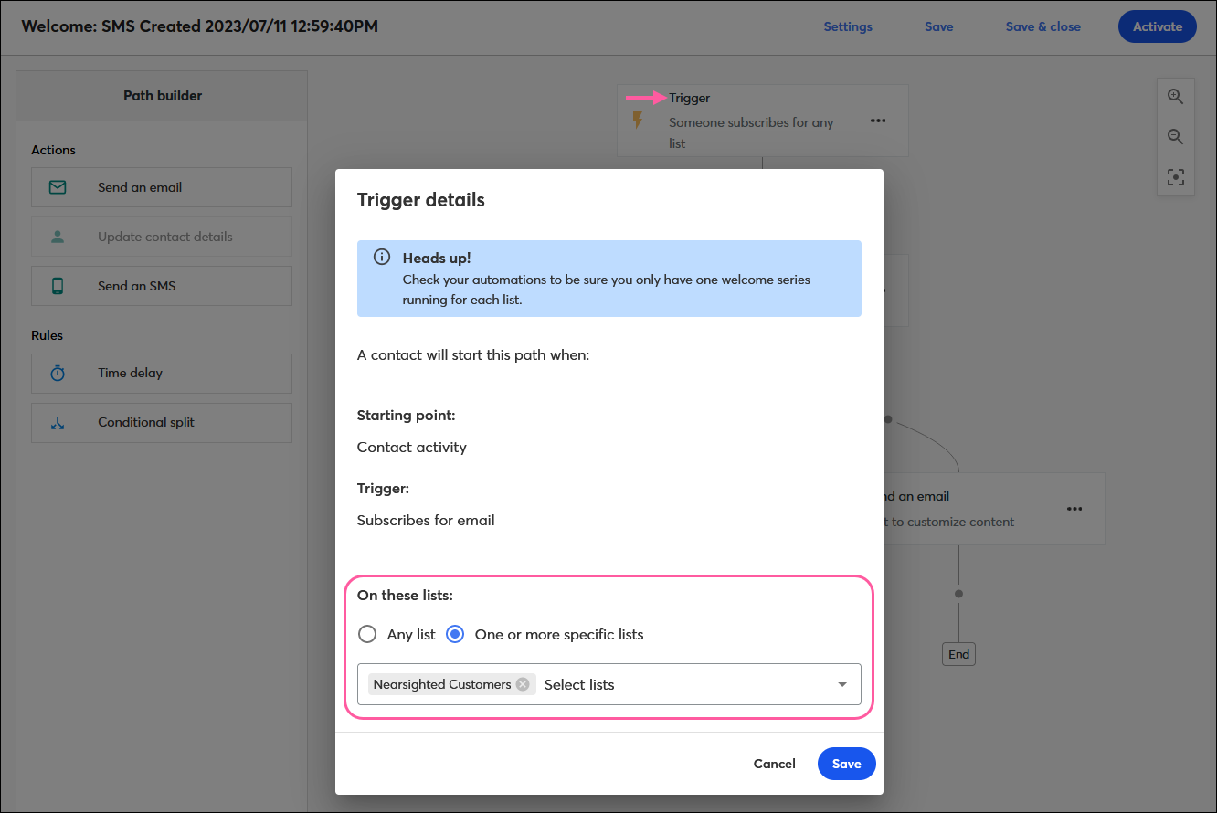 Understanding triggers in the Automation Path Builder