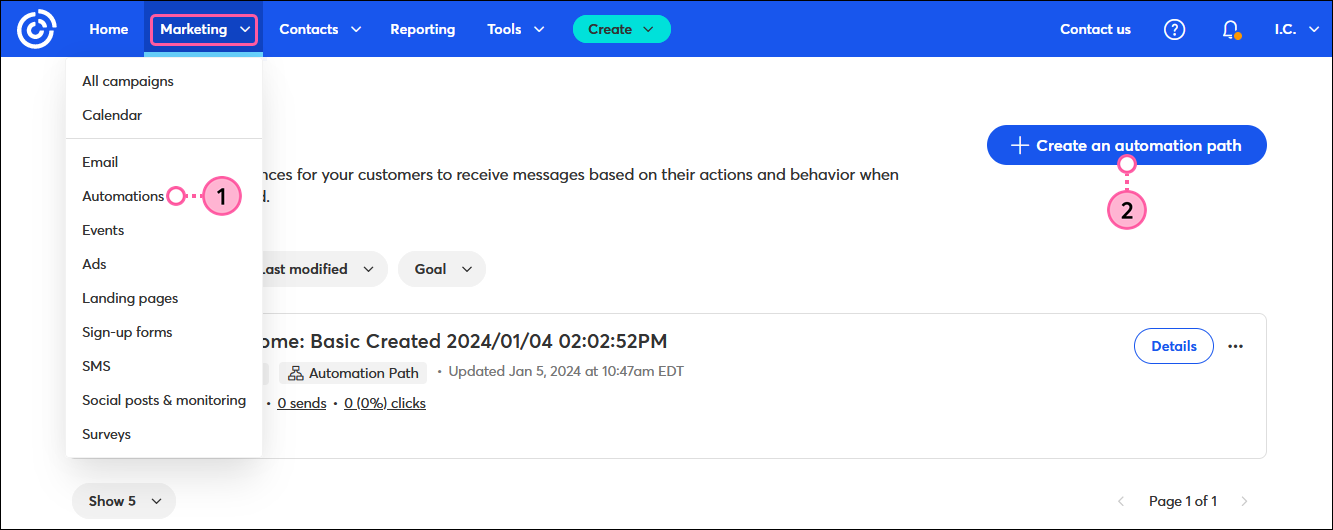 Create an automation path with a pre-built template