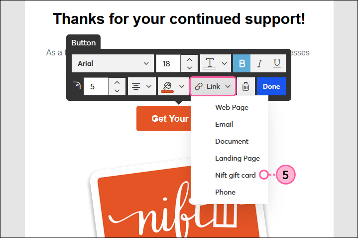 Add a Nift gift card to an email