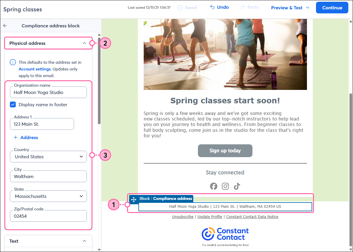 Customize your email footer