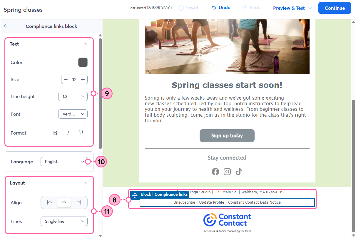 Customize your email footer