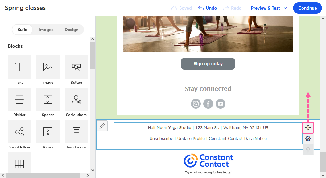 Customize your email footer