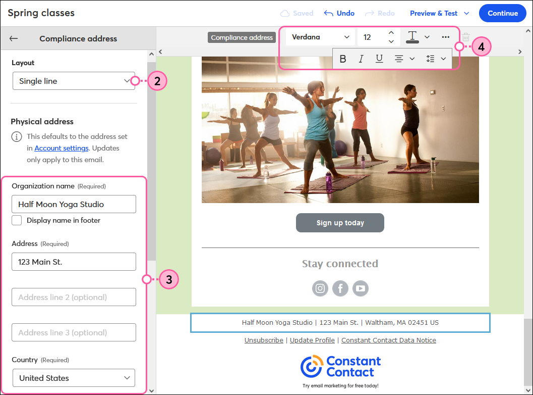 Customize your email footer