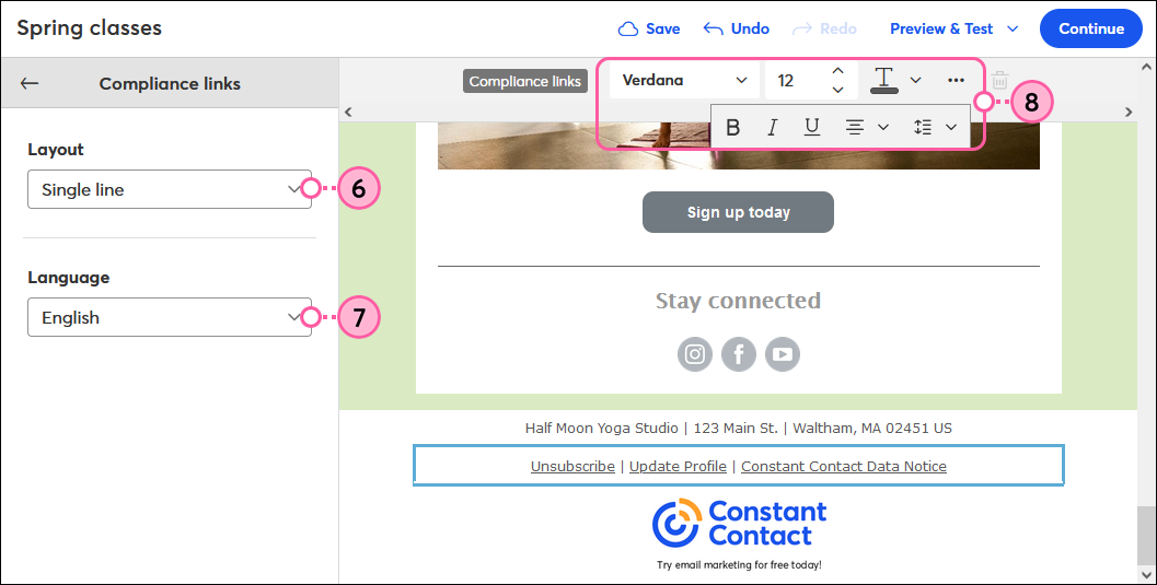 Customize your email footer