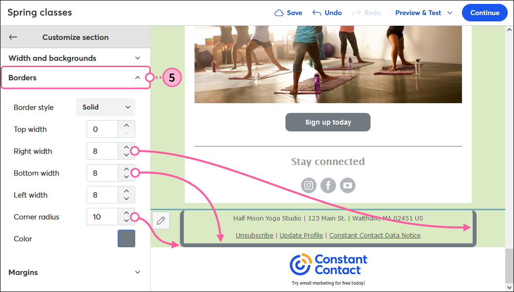 Customize your email footer
