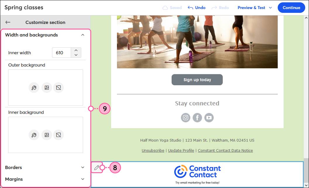 Customize your email footer
