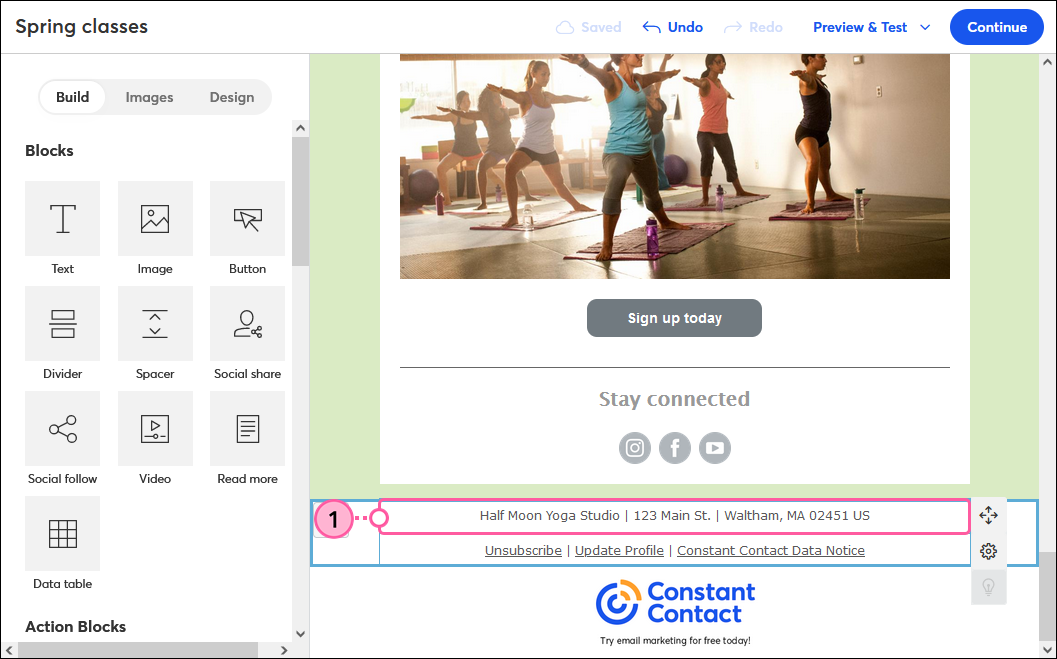 Customize your email footer