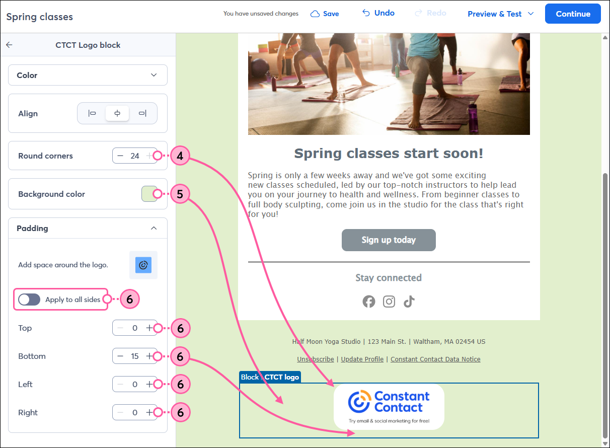 Customize your email footer