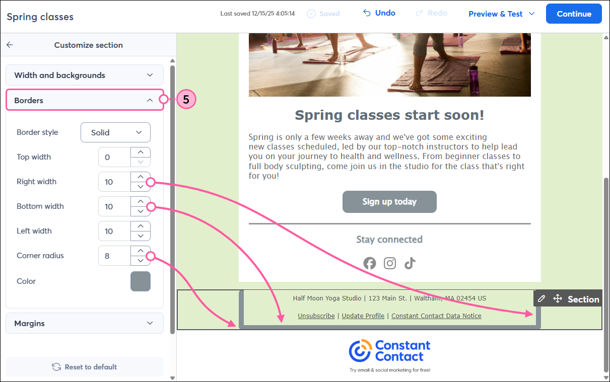 Customize your email footer