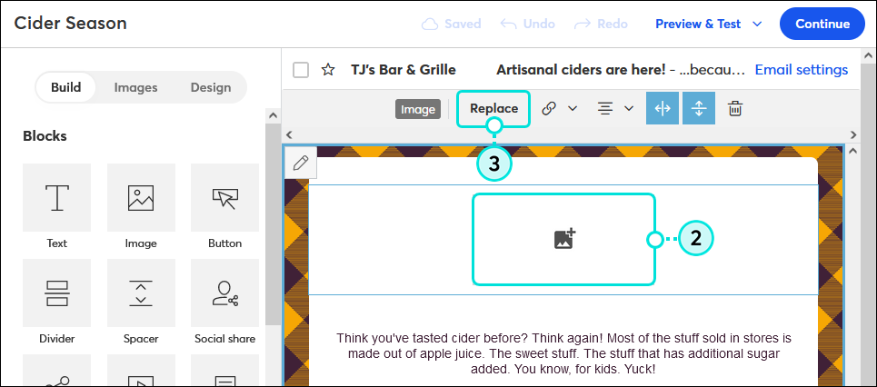 Insert or remove images from an email