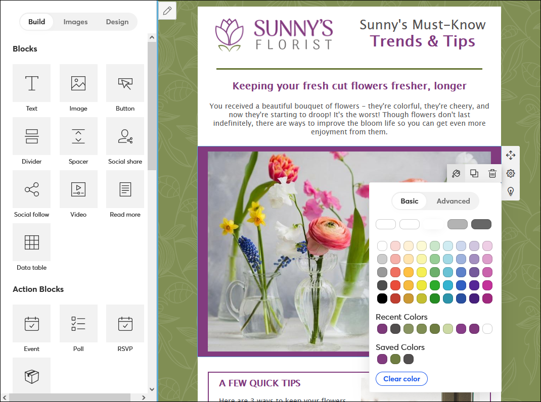 Change the background color of an individual block in an email