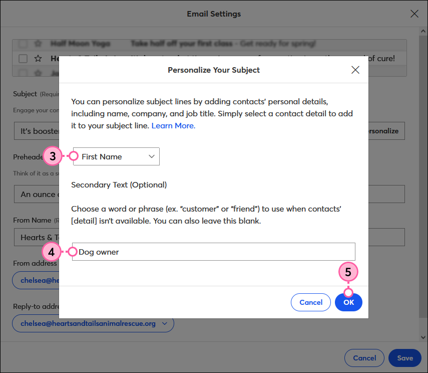 Subject line personalization