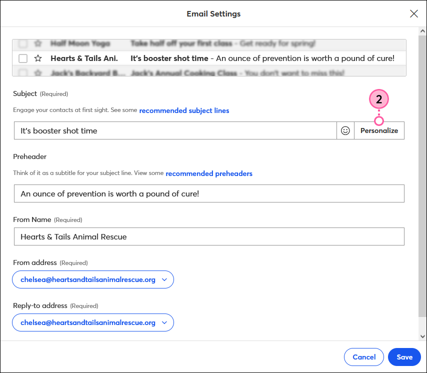 Subject line personalization
