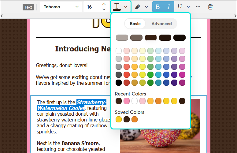 Changing colors in your email template