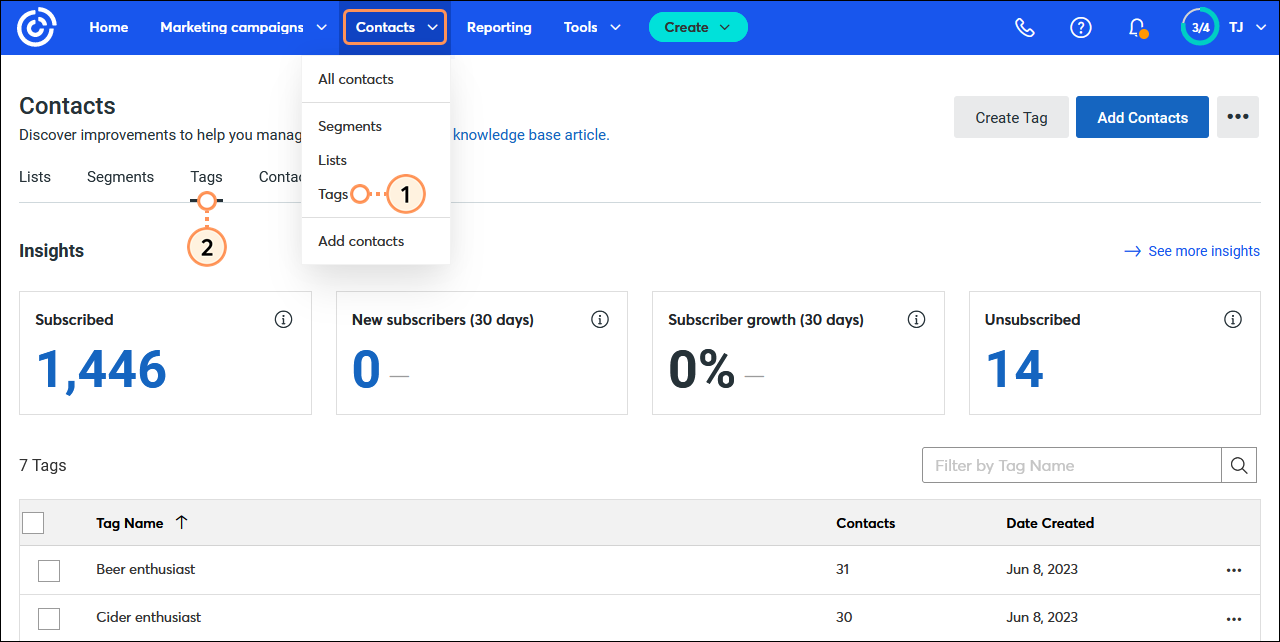 Create and manage tags