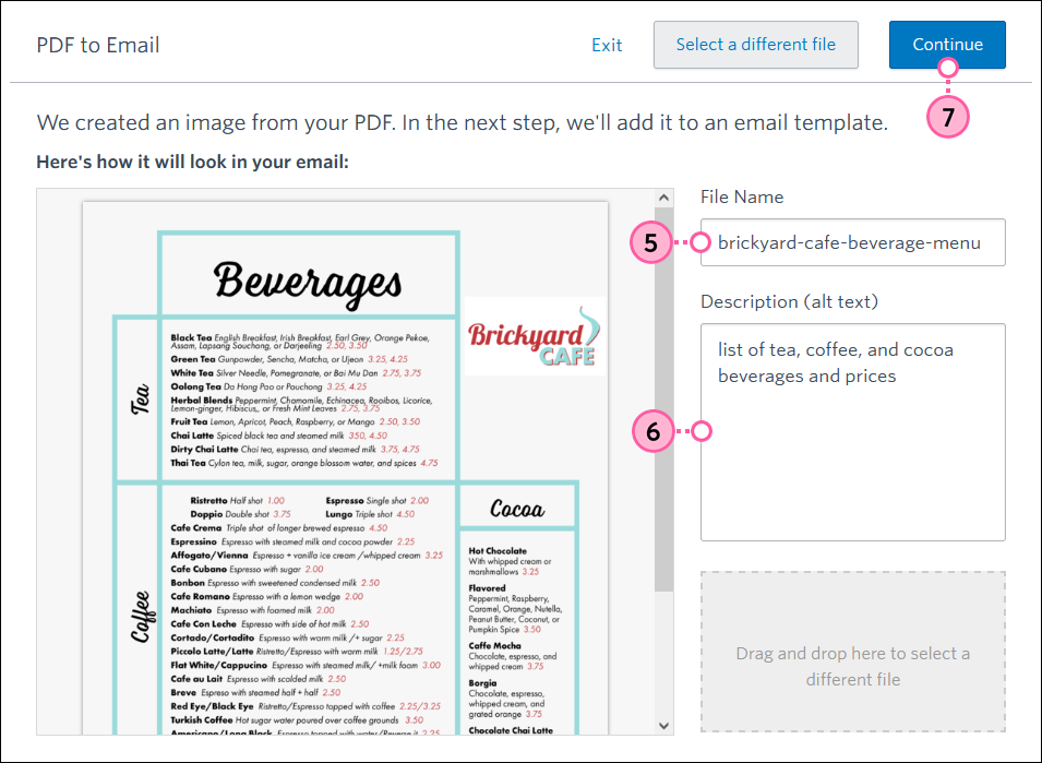 Create an email from a PDF