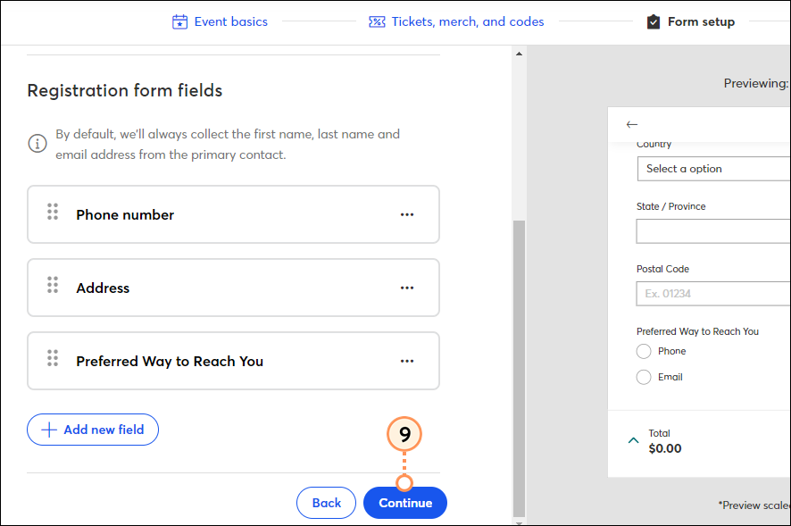 Customize your event registration form