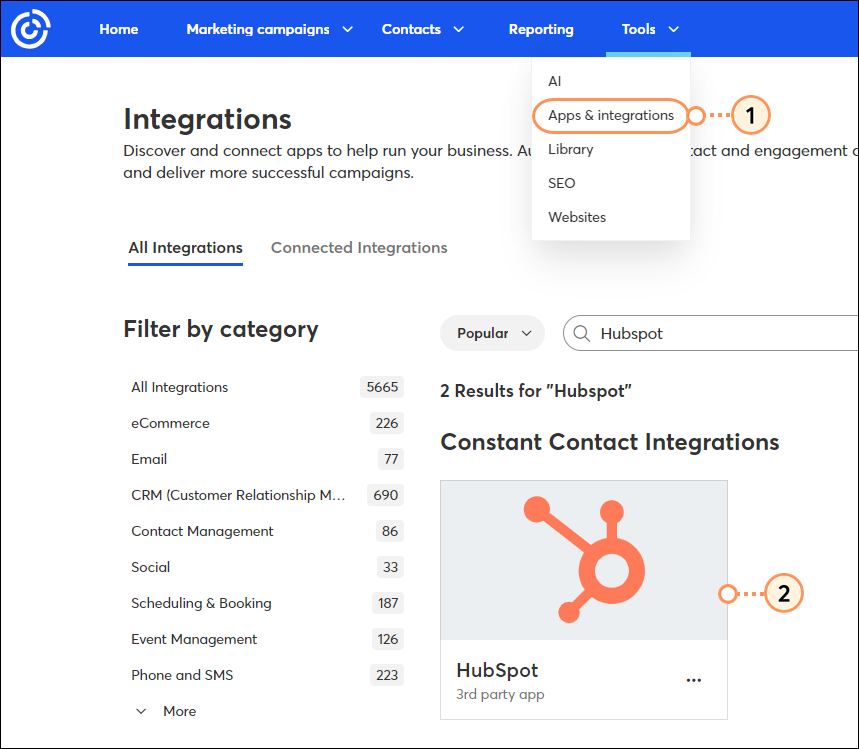 Connect your Constant Contact account with HubSpot
