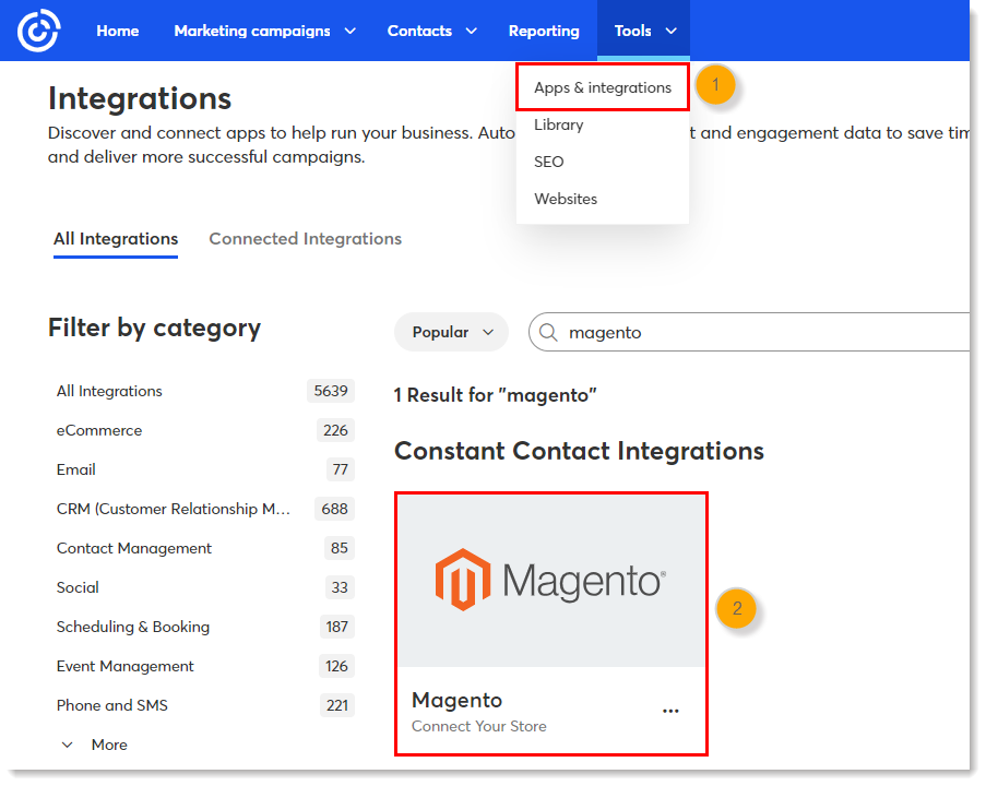 Connect your Constant Contact account with Magento
