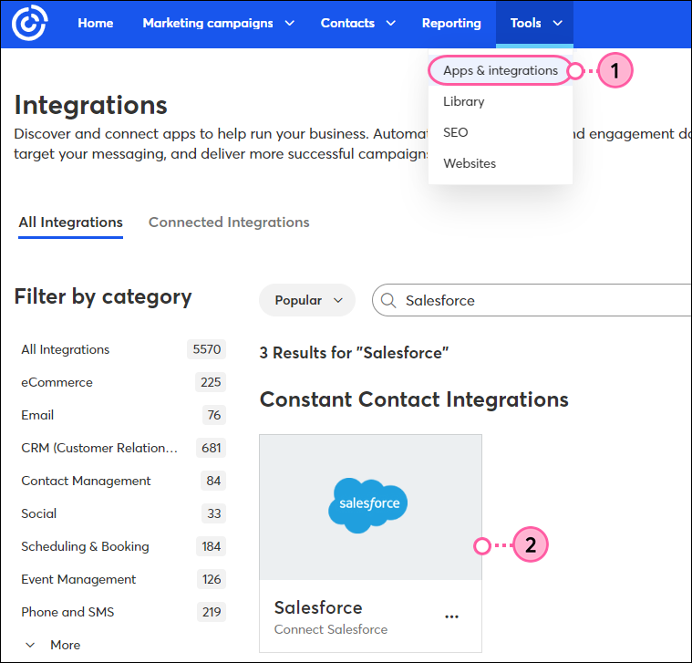 Connect your Constant Contact account with Salesforce