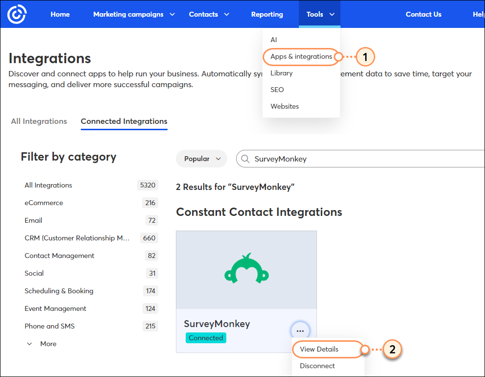 Sync your SurveyMonkey account with Constant Contact
