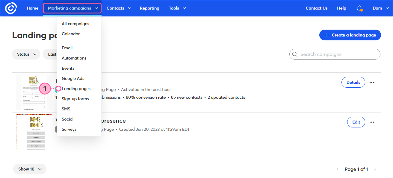 Share your Sign-up Landing Page