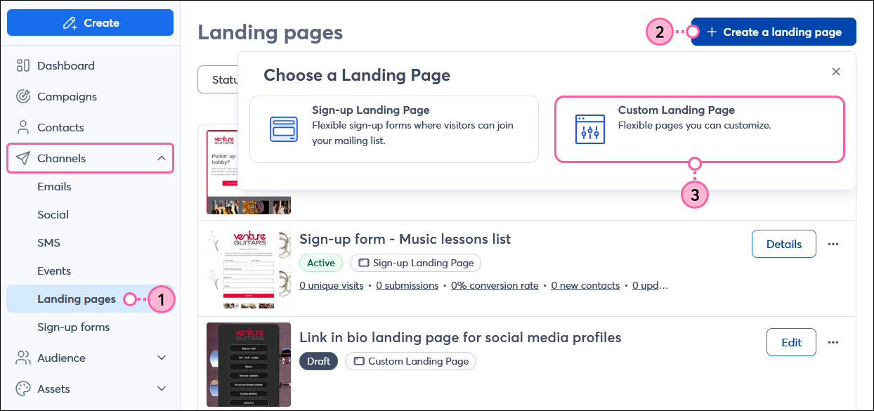Create a Custom Landing Page