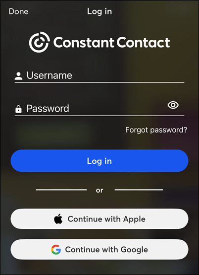 Manage account logins with the Constant Contact mobile app