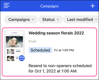 Resend an email to non-openers from the Constant Contact mobile app