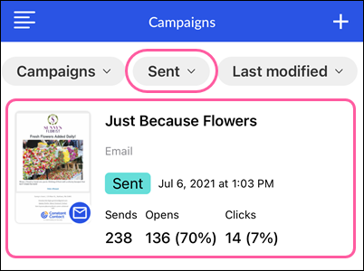 Resend an email to non-openers from the Constant Contact mobile app