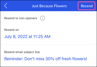 Resend an email to non-openers from the Constant Contact mobile app