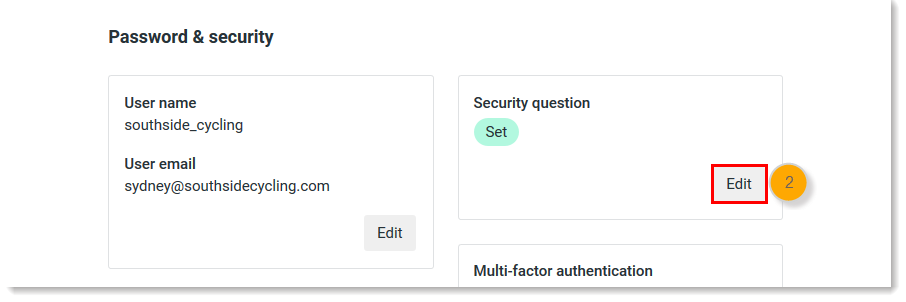 Set your security question