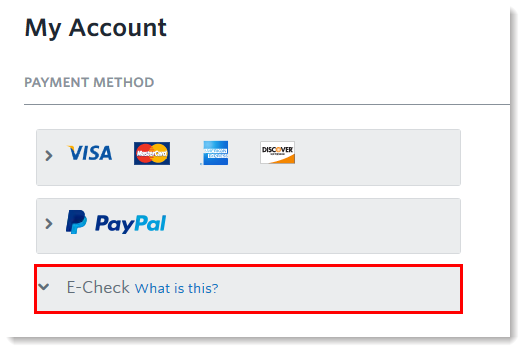 Pay for your account with an E-Check