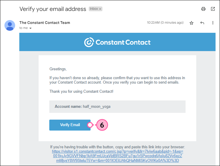 Verify an email address in your account