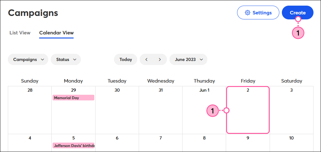 Using the Campaign Calendar View