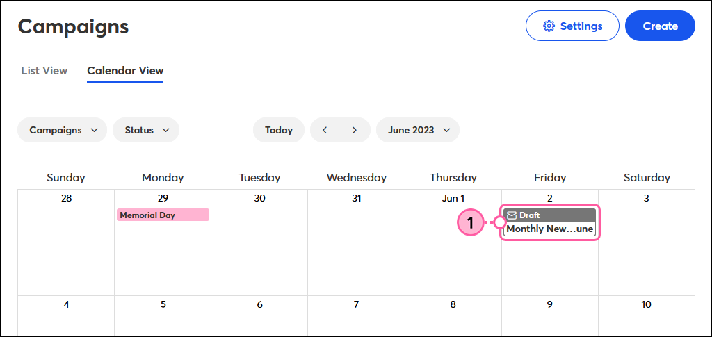 Using the Campaign Calendar View
