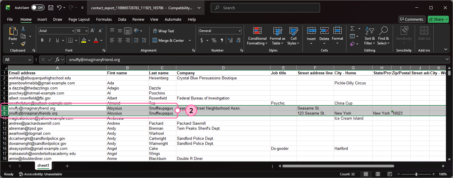 Identify and merge duplicate contact information