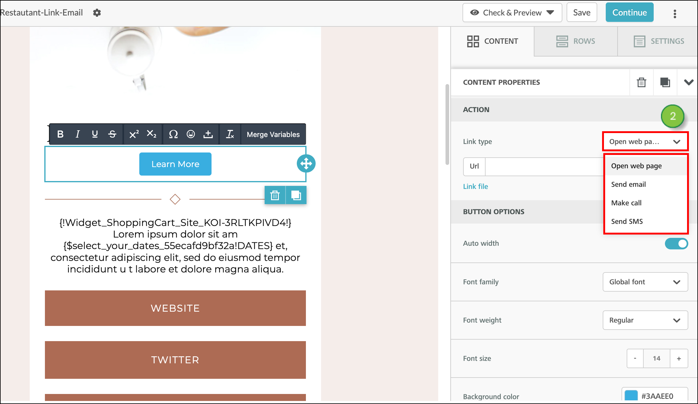 Modifying Buttons in the New Email Editor