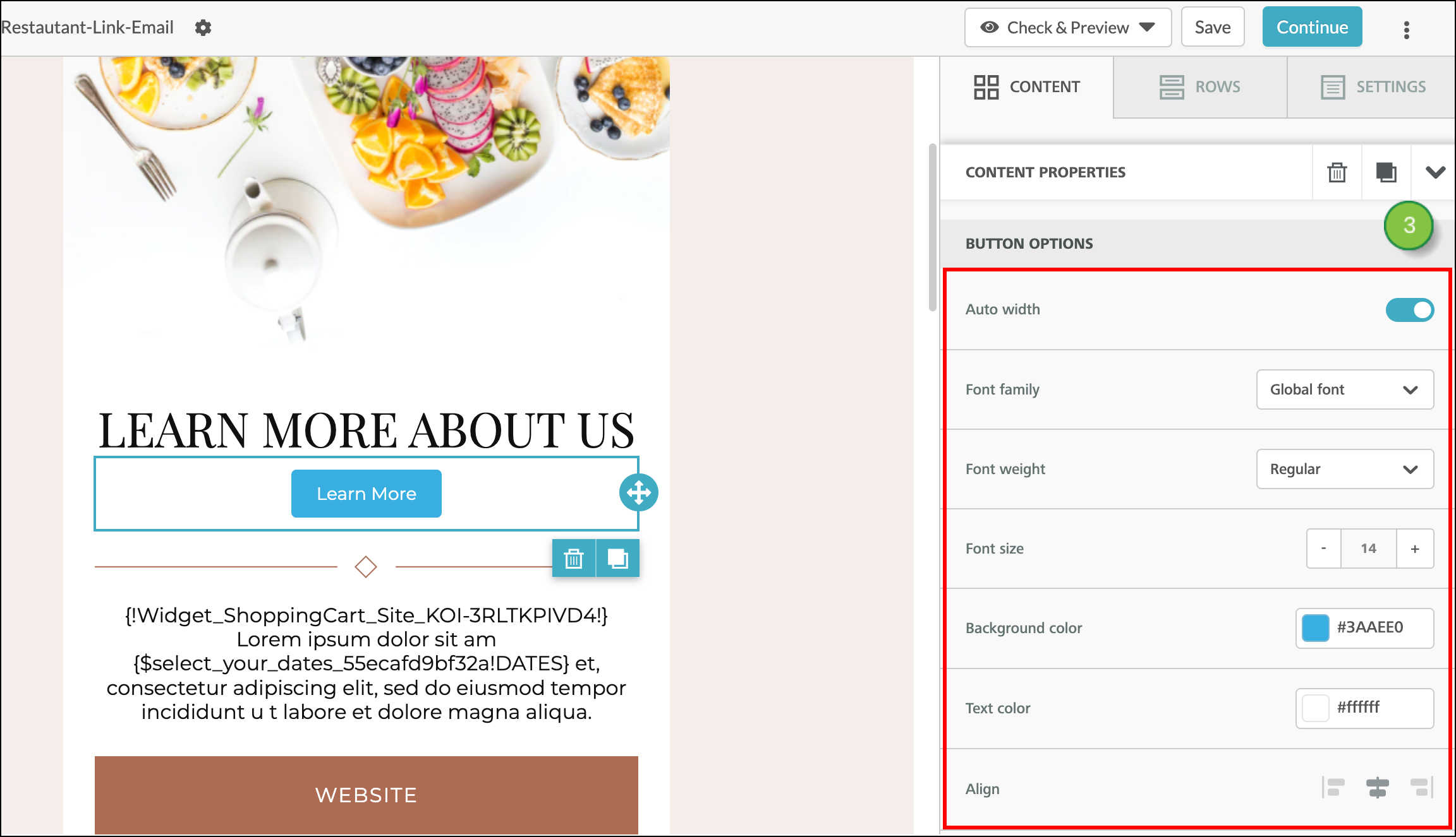 Modifying Buttons in the New Email Editor