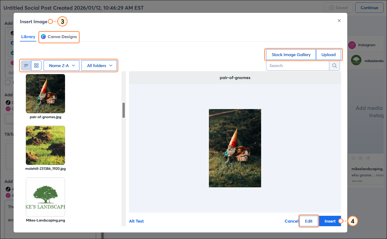 Adding images to a social post