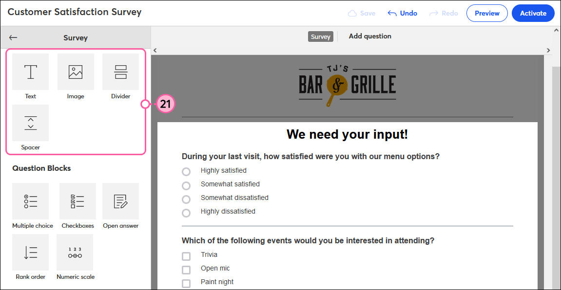 Create a Survey Page